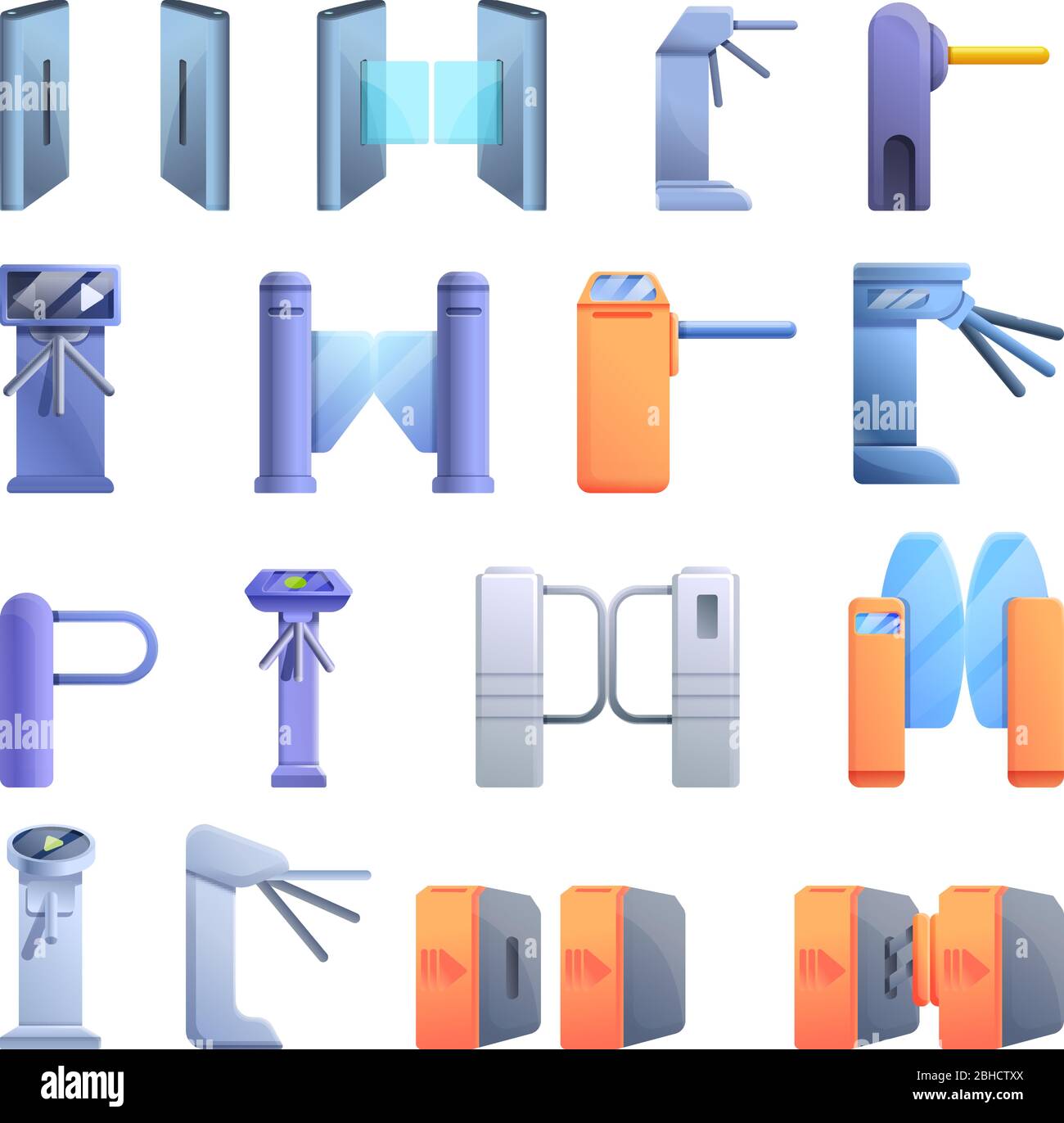 Turnstile icons set. Cartoon set of turnstile vector icons for web ...