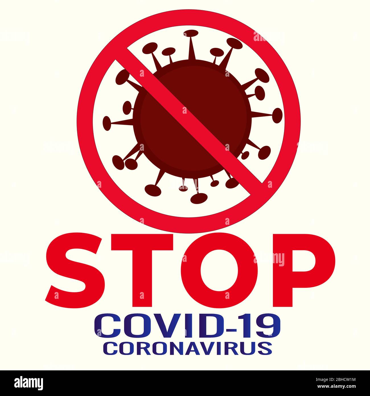 Vector illustration of stoppage sign with virus inside. Concept ...