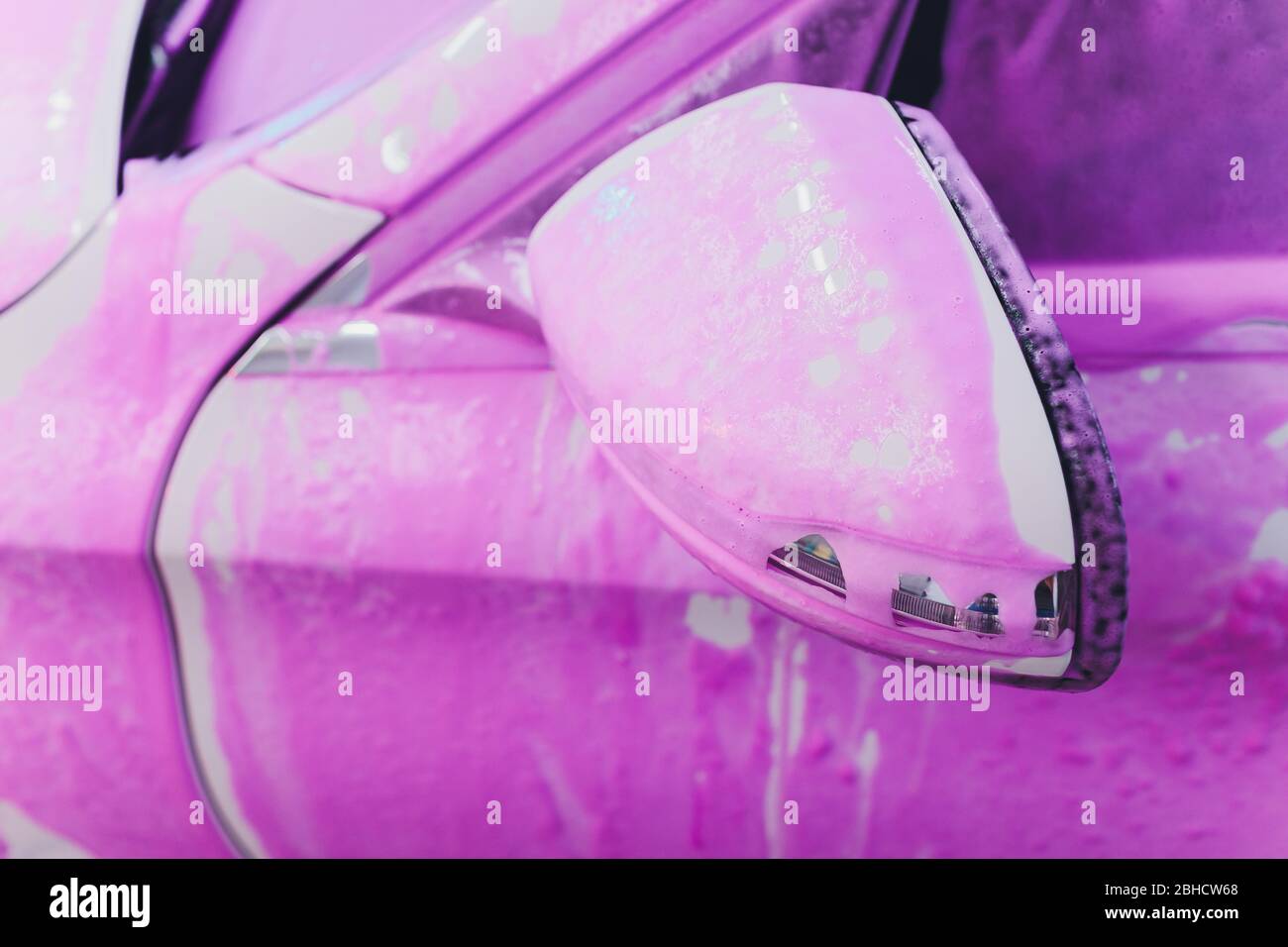 Close up cleaning car using high pressure water,High pressure jet ...