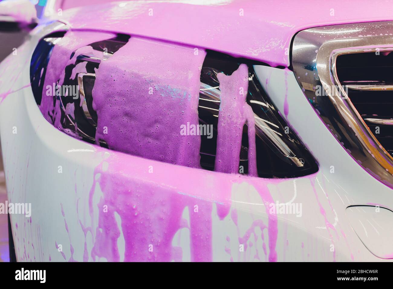 Close up cleaning car using high pressure water,High pressure jet ...