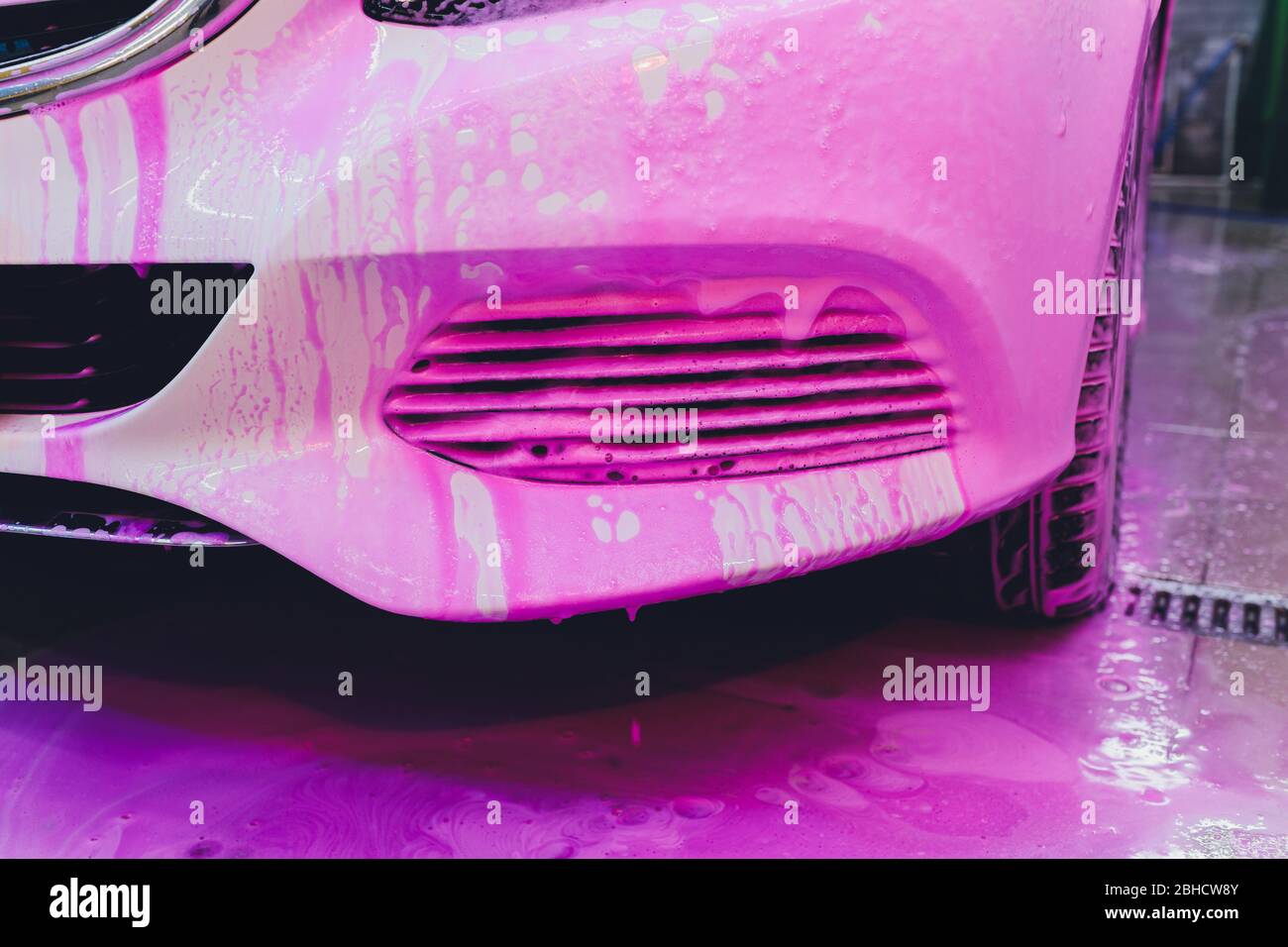 Close up cleaning car using high pressure water,High pressure jet ...