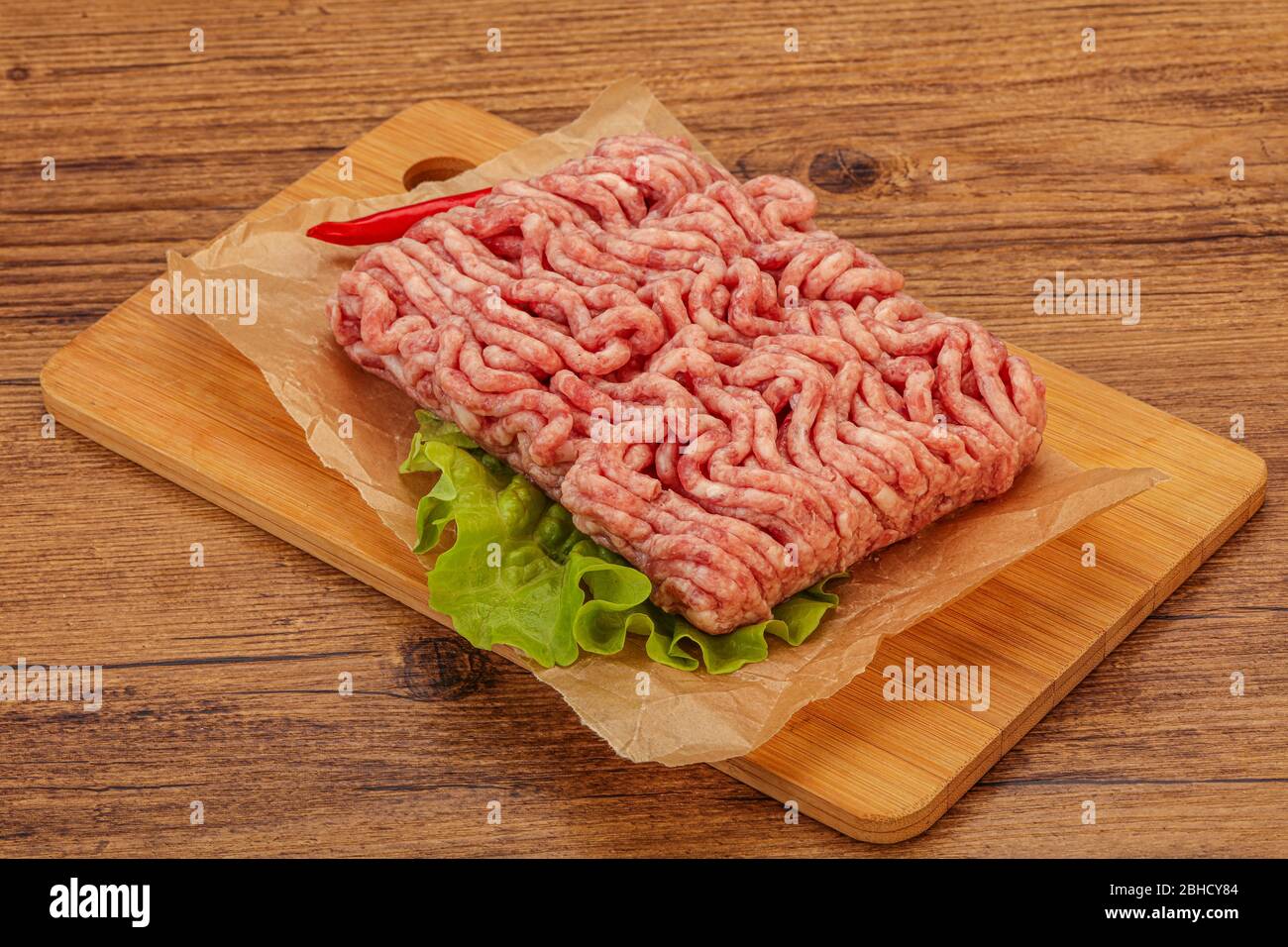 Raw Minced pork meat for cooking in the board Stock Photo - Alamy