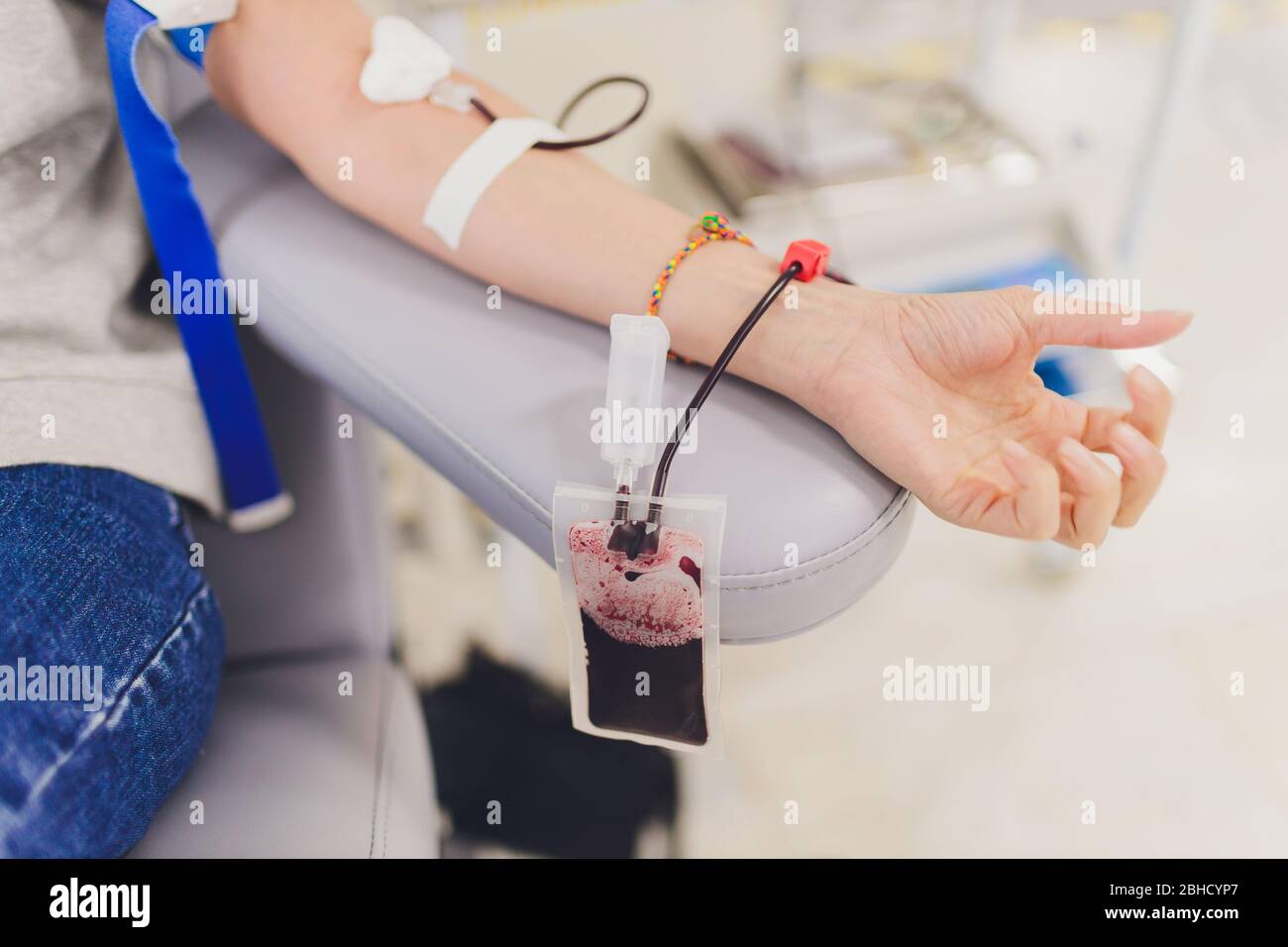in a laboratory blood is removed during blood donation blood Stock ...