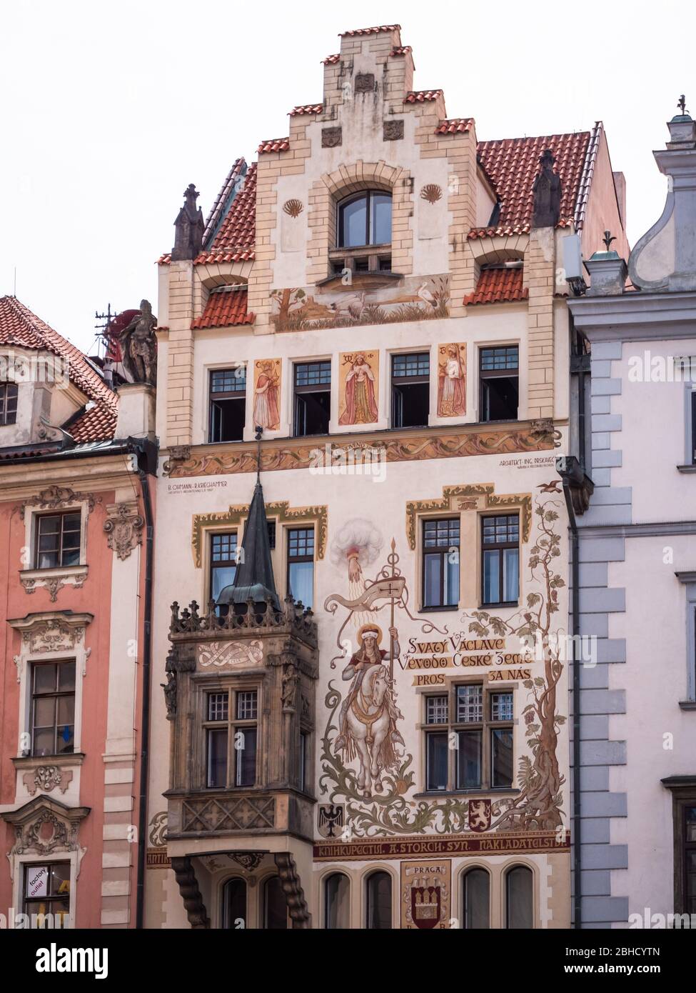 Prague, Czech Republic - June 9 2019: Storch's House At the Stone ...