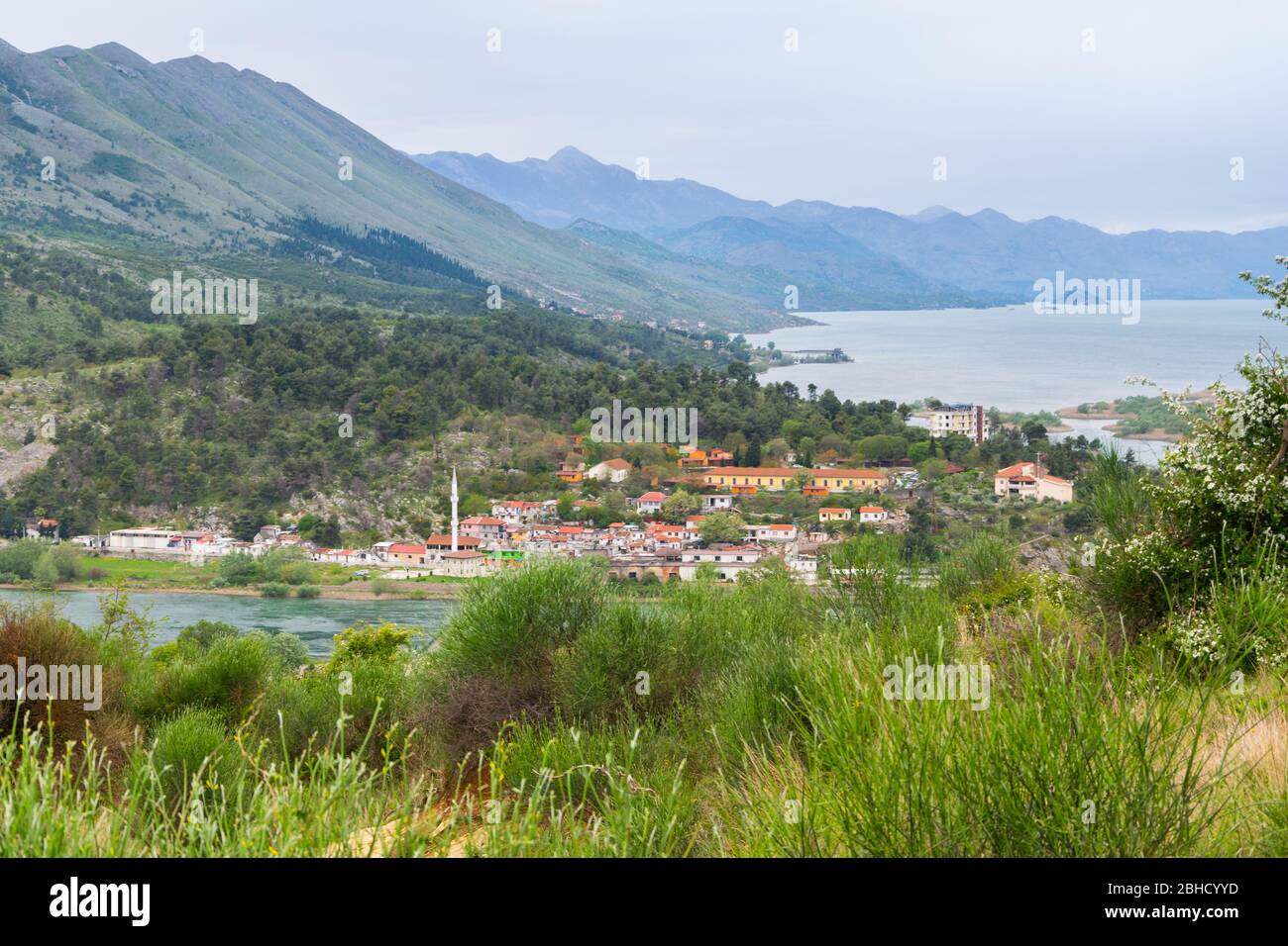Panoramic view of Shkoder city, Albania. Exploring, traveling concept ...