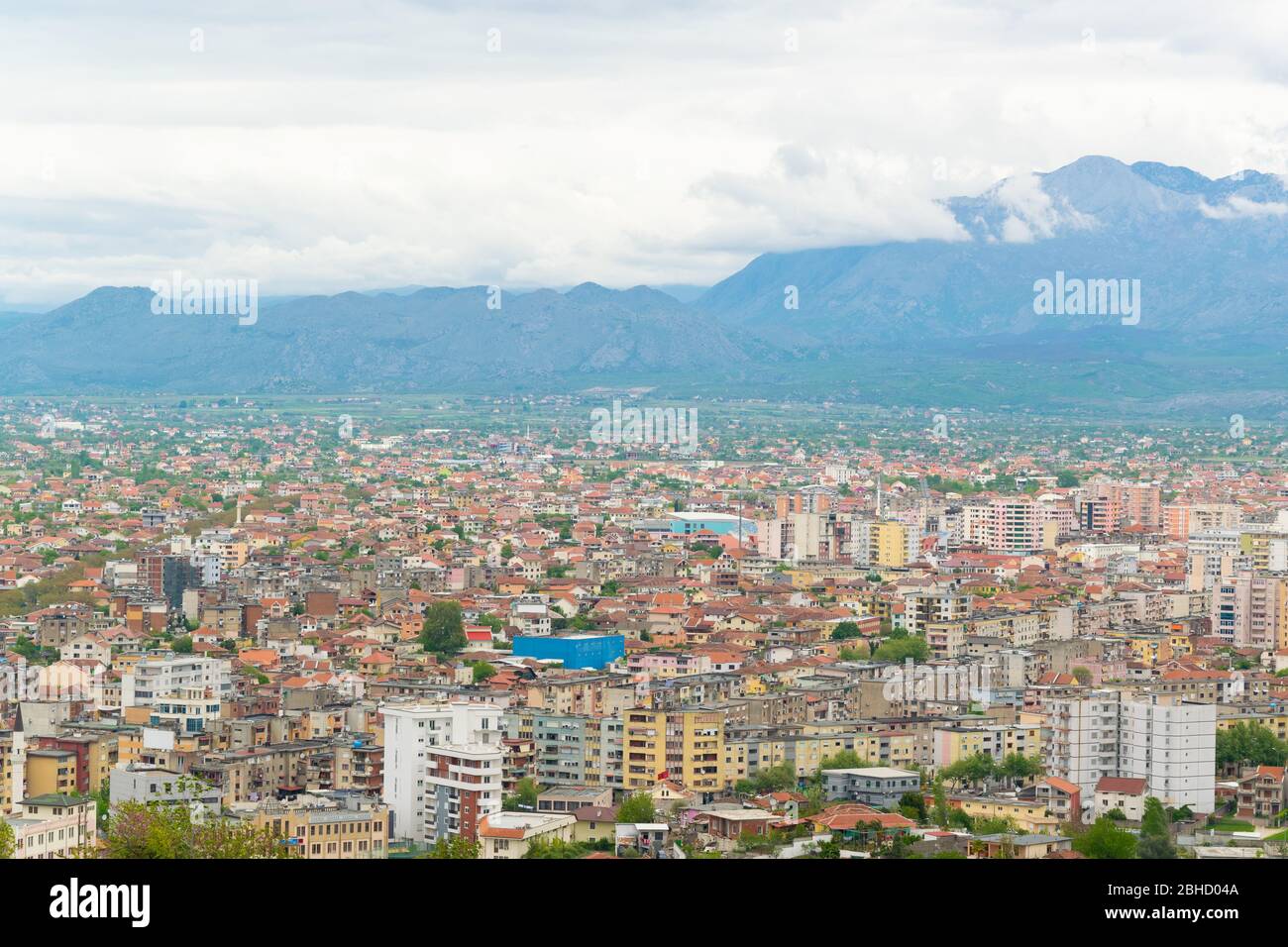 Panoramic view of Shkoder city, Albania. Exploring, traveling concept ...