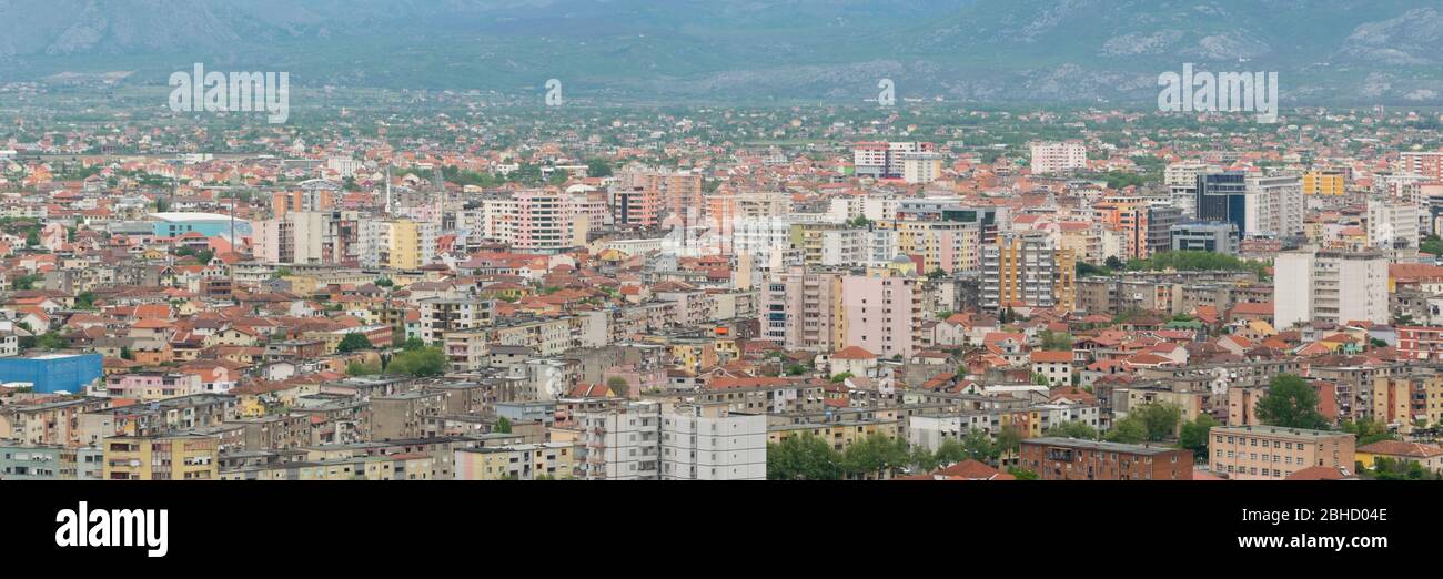 Panoramic view of Shkoder city, Albania. Exploring, traveling concept ...