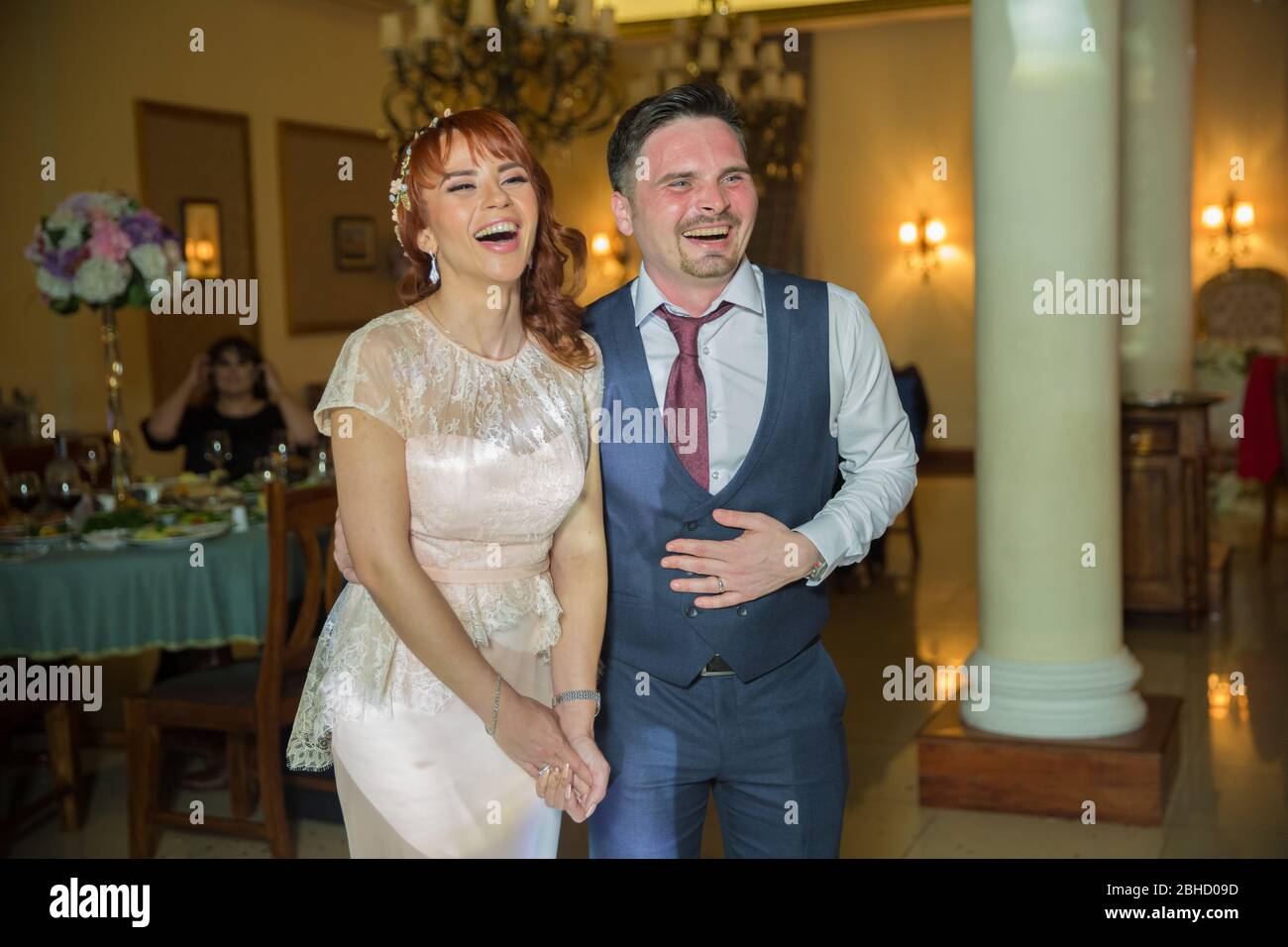 Young beautiful couple smiling happy and confident getting married ...