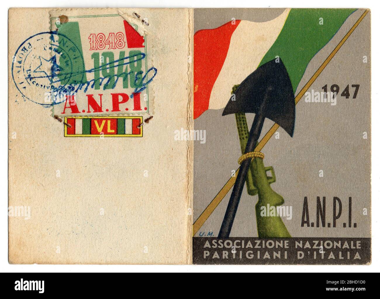 Italian partisans association card from 1947, historical relic Stock ...