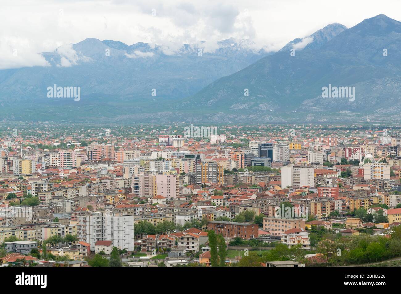 Panoramic view of Shkoder city, Albania. Exploring, traveling concept ...