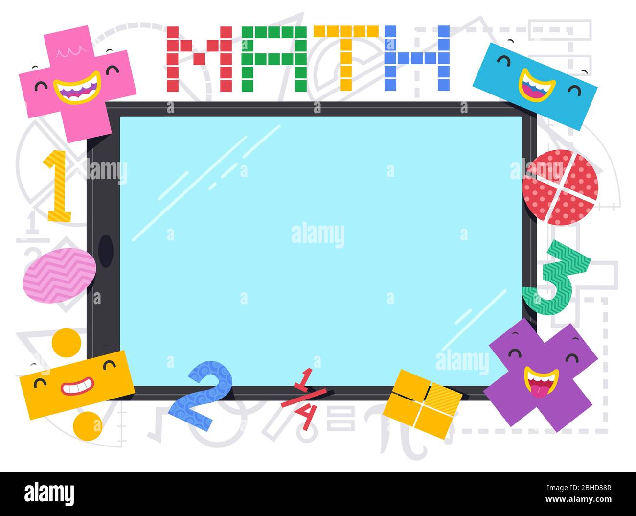 Illustration of a Blank Tablet or Mobile Phone Screen Frame with Math ...