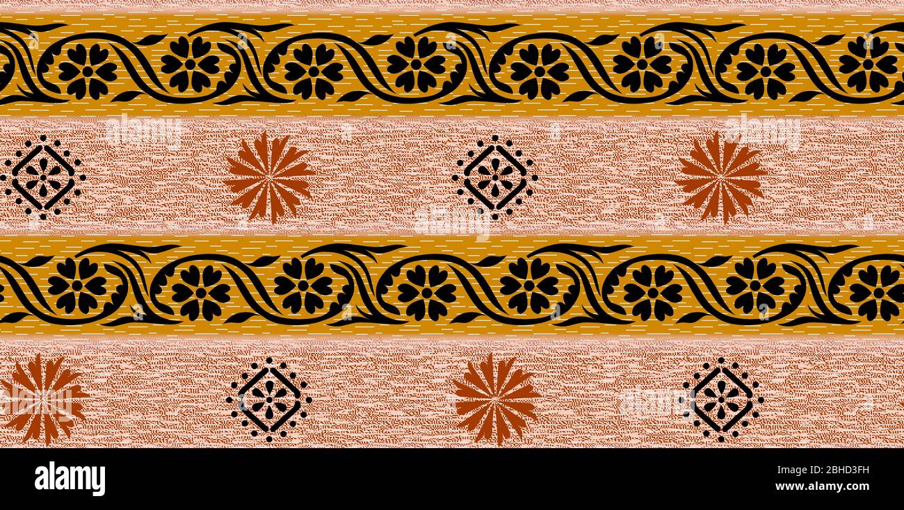 seamless floral flower border with texture background Stock Photo - Alamy