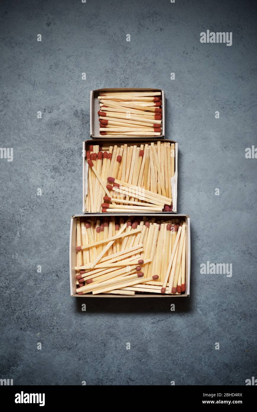 Matches on a stone table Stock Photo - Alamy