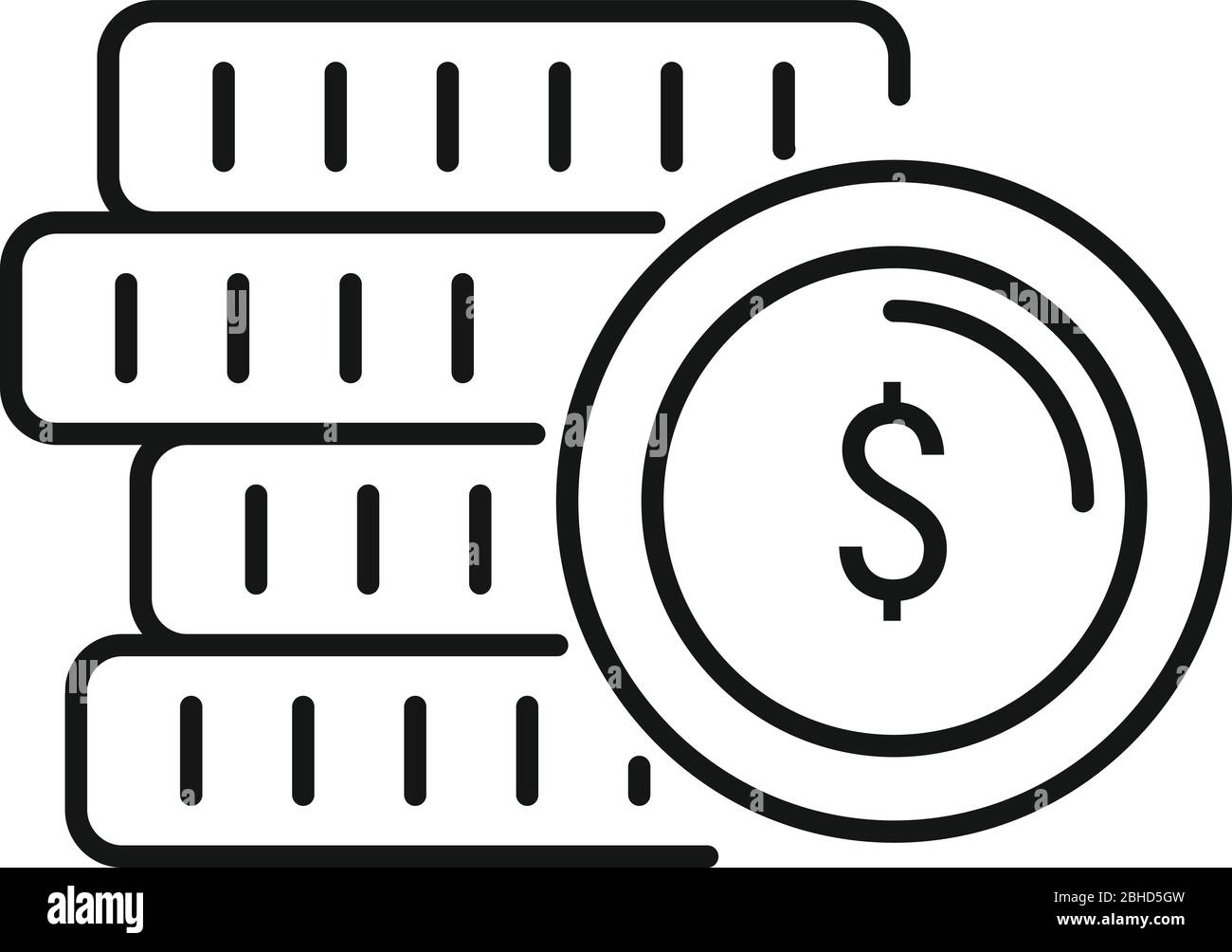 Money coin stack icon. Outline money coin stack vector icon for web ...