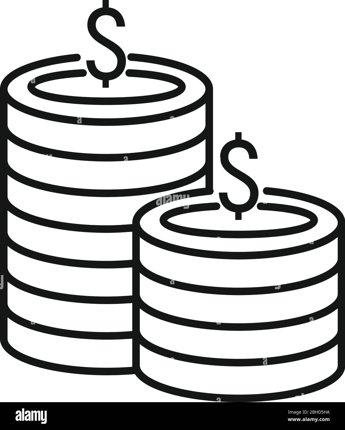 Millionare coins stack icon. Outline millionare coins stack vector icon ...