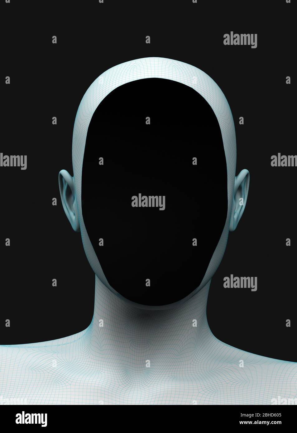 head of human with black void instead of face. 3d rendering Stock Photo ...