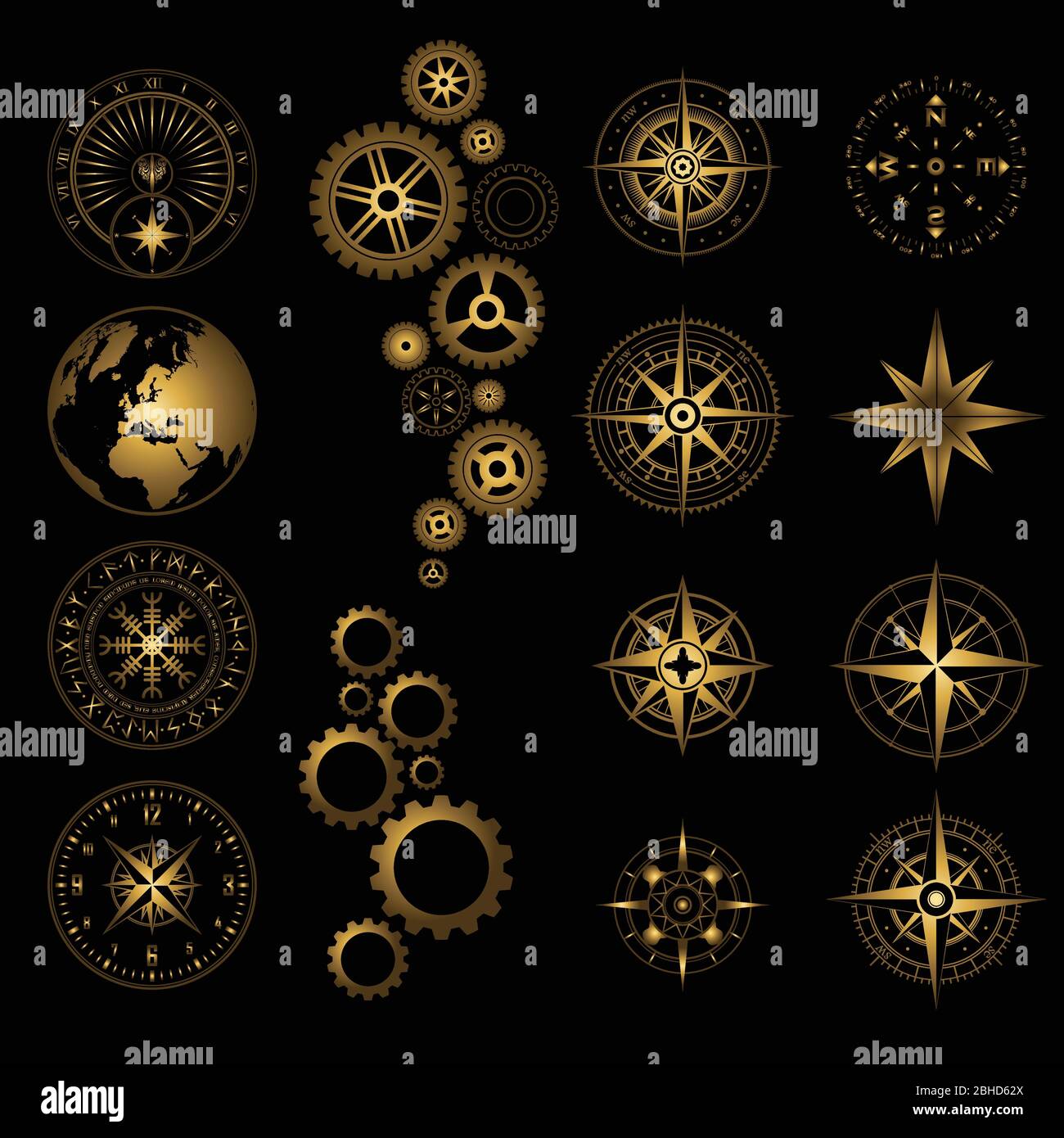 Different gold and black design elements set Stock Vector Image & Art ...