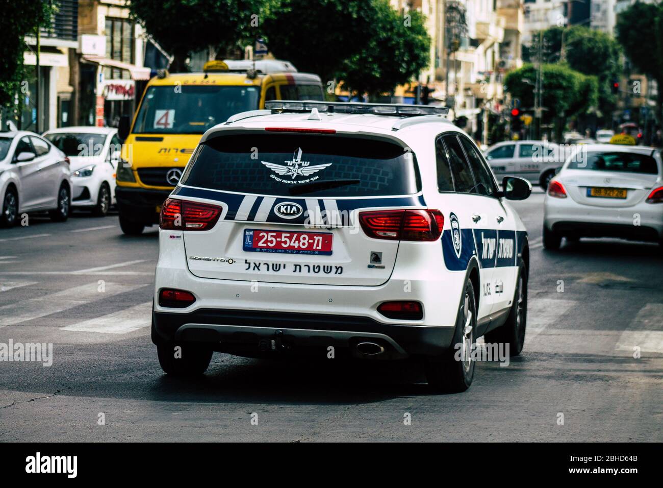 Tel Aviv Israel June 10, 2019 View of a Israeli police car in the ...