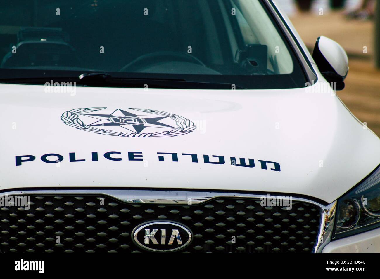 Tel Aviv Israel June 10, 2019 View of a Israeli police car in the ...