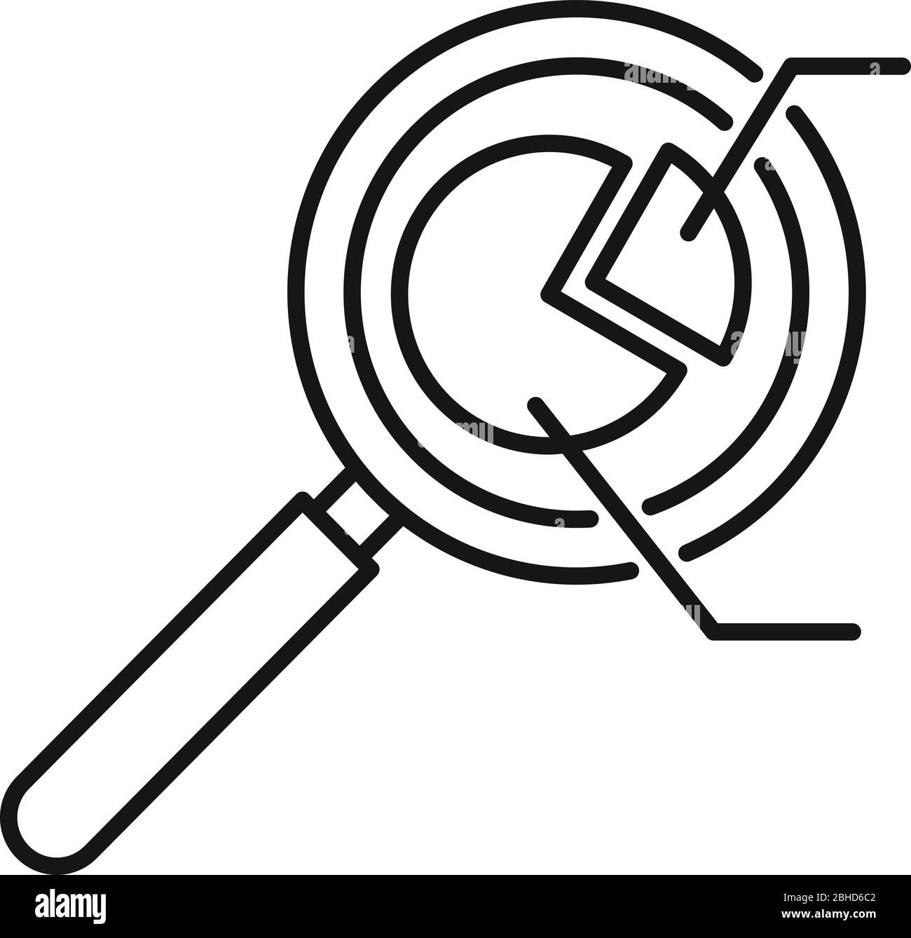 Magnifier pie chart icon. Outline magnifier pie chart vector icon for ...