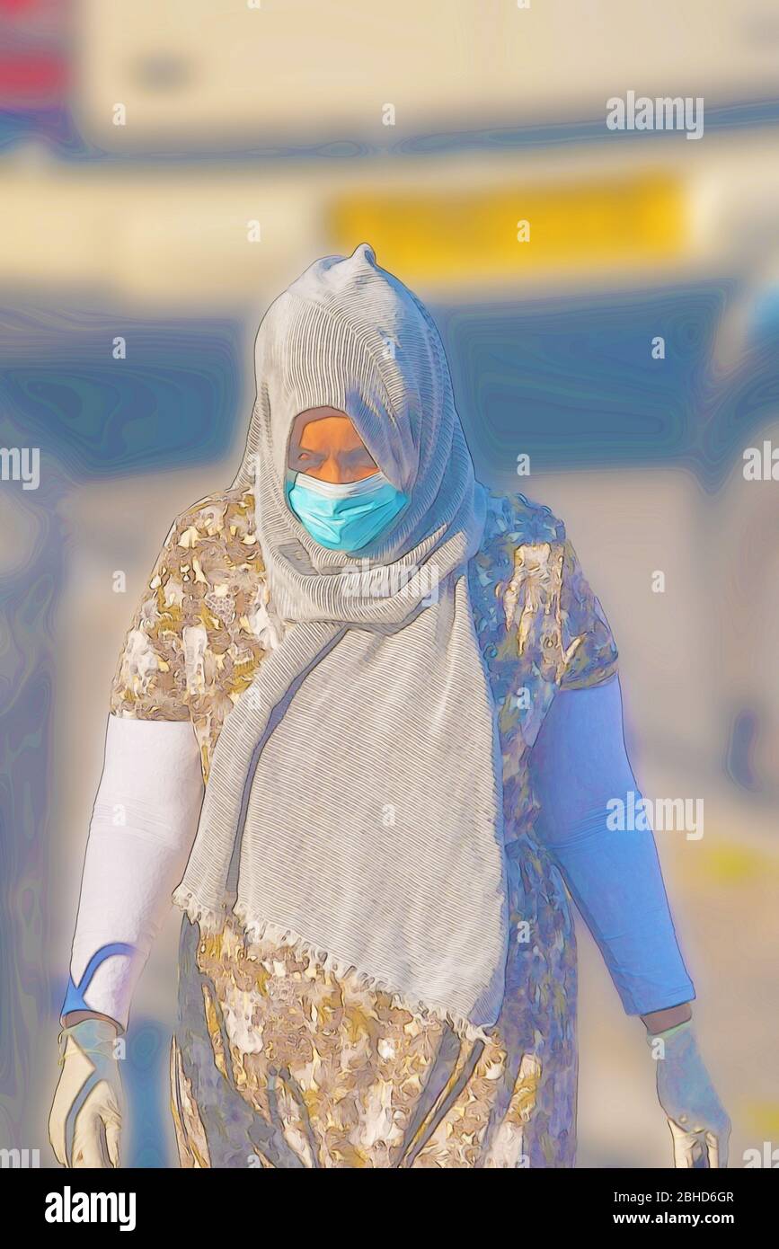 The arabic woman in the mask during the coronavirus epidemic Stock ...