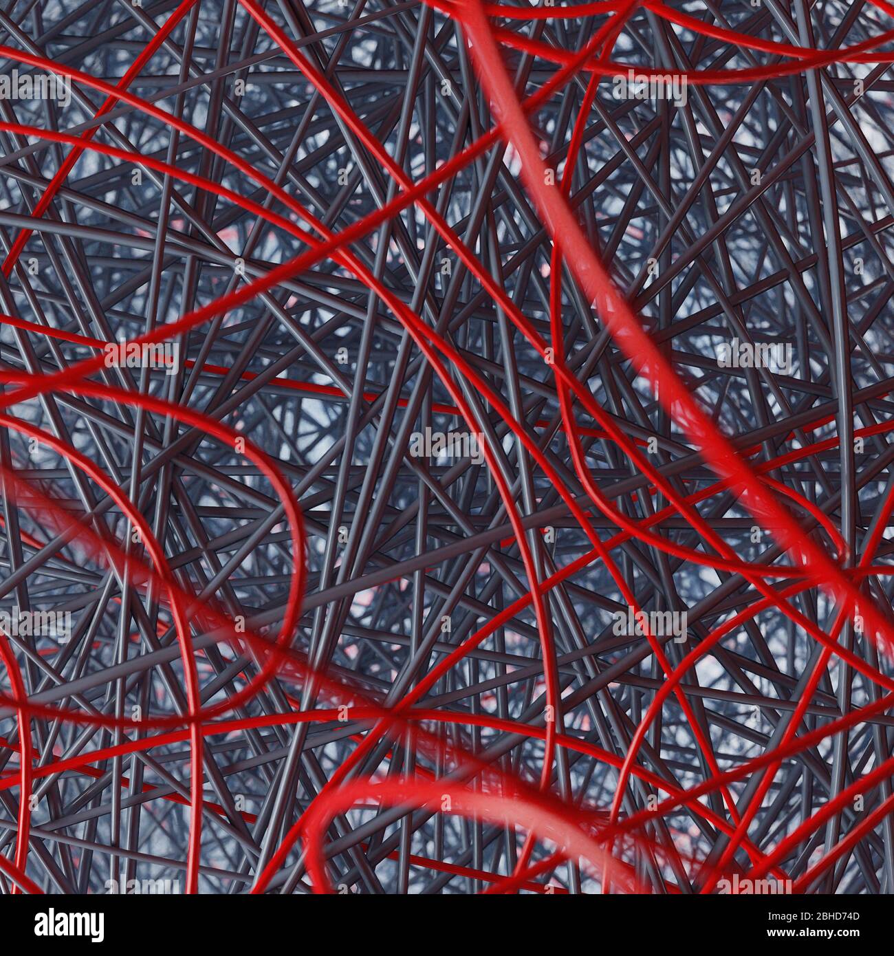 Abstraction of gray and red wires, close-up Stock Photo - Alamy