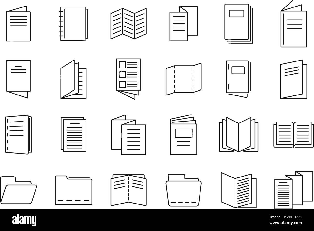 Catalogue icons set. Outline set of catalogue vector icons for web ...