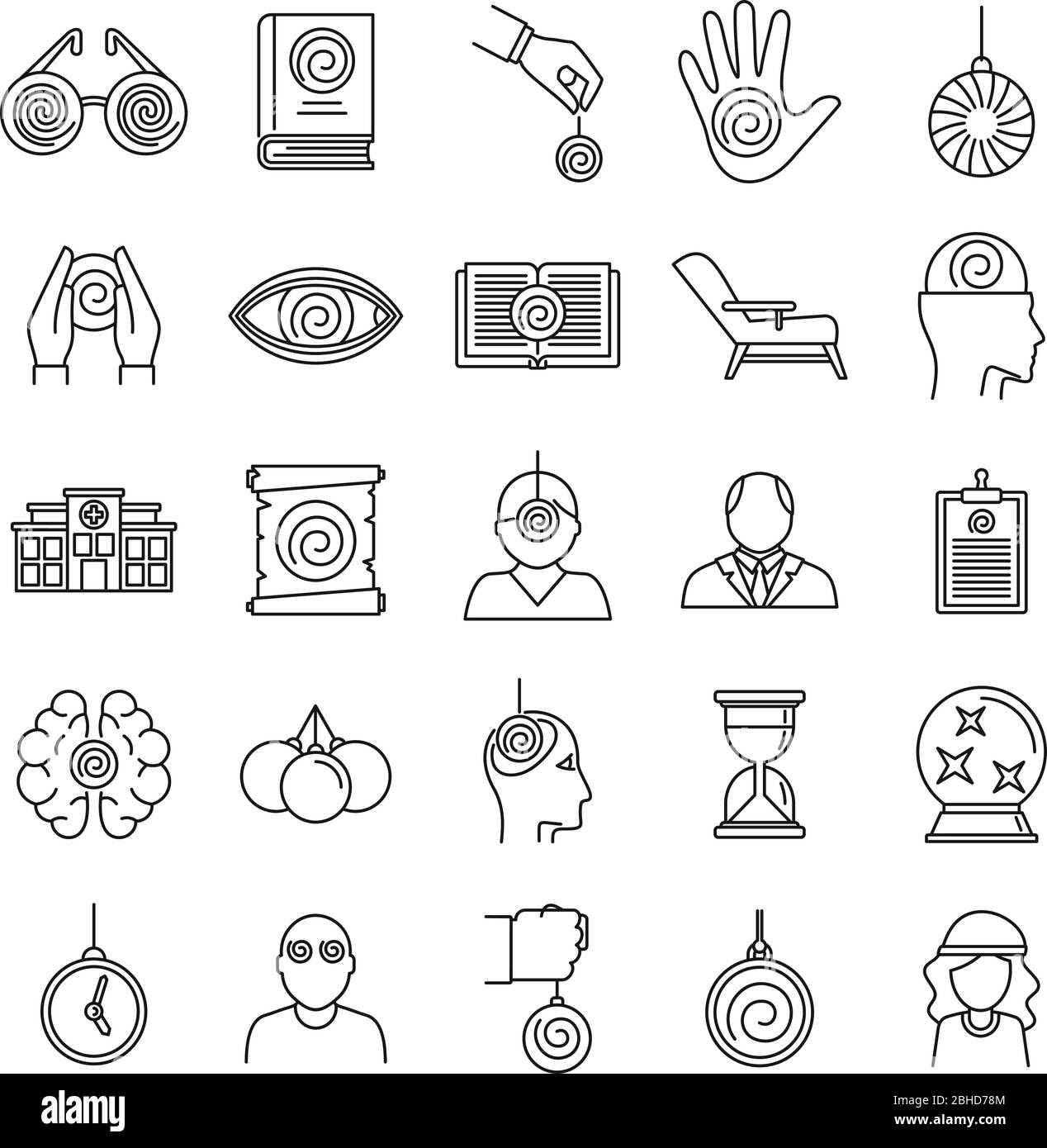 Hypnosis health icons set. Outline set of hypnosis health vector icons ...