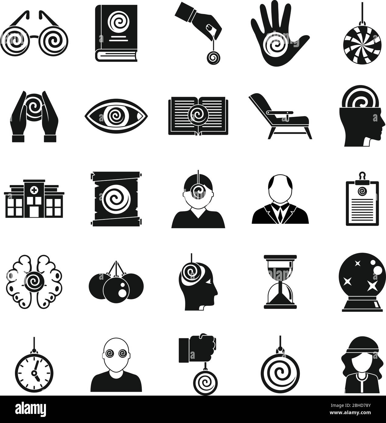 Hypnosis doctor icons set. Simple set of hypnosis doctor vector icons ...