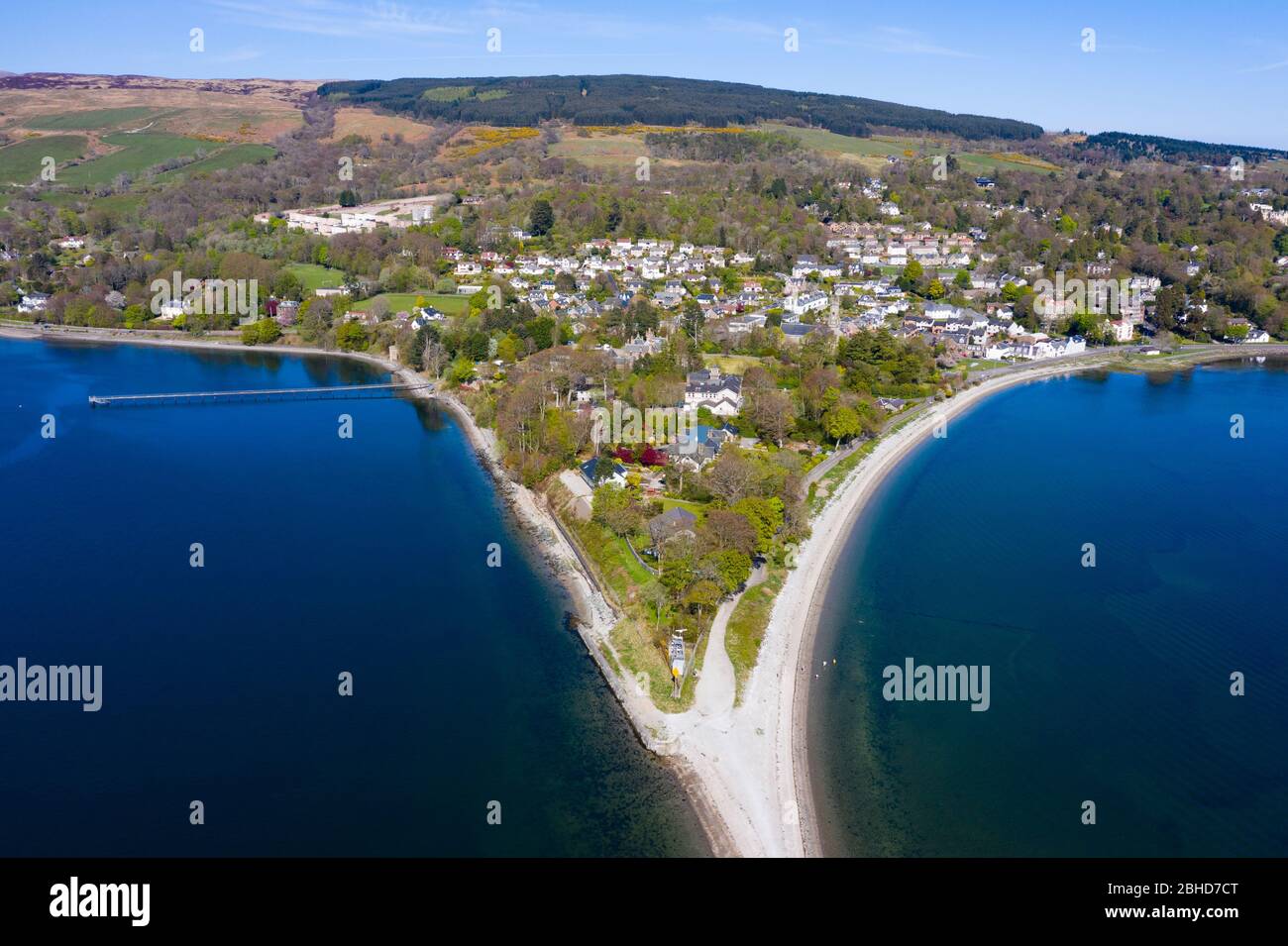 View of Rhu village on the Gare Loch in Argyll and Bute, Scotland, UK ...