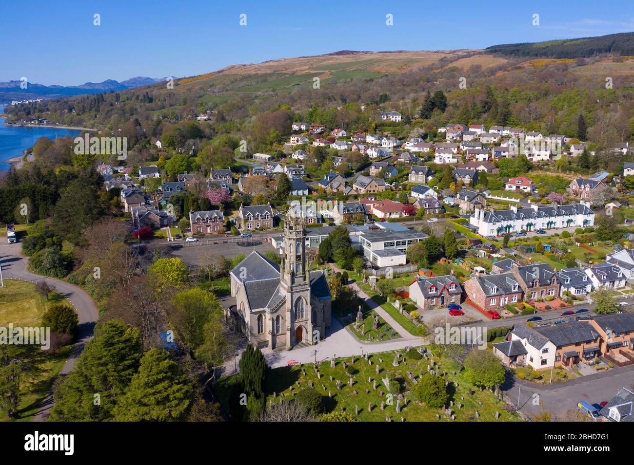 View of Rhu village on the Gare Loch in Argyll and Bute, Scotland, UK ...