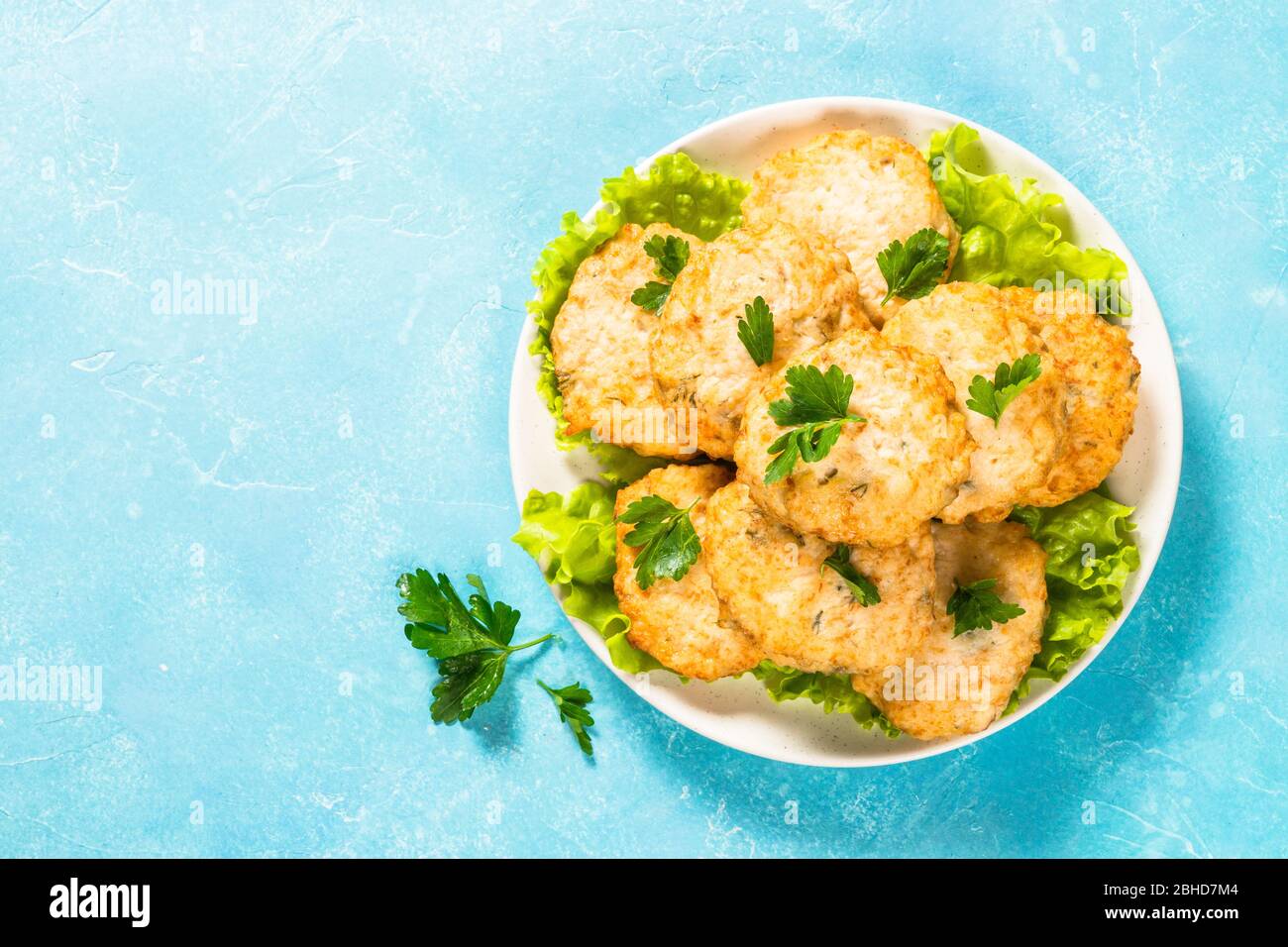 Chicken cutlet in the plate Stock Photo - Alamy