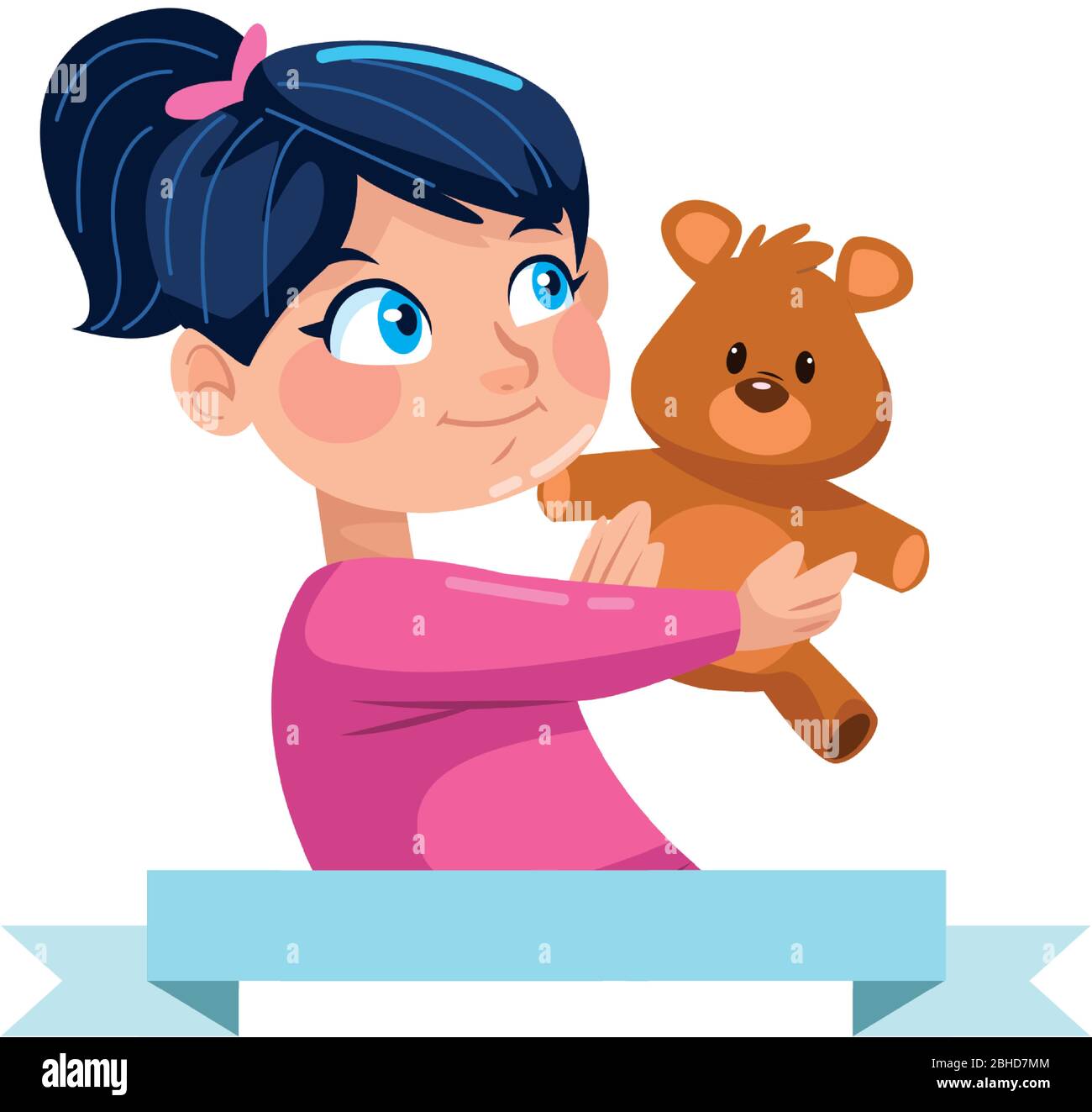 cute little girl with bear teddy character Stock Vector Image & Art - Alamy
