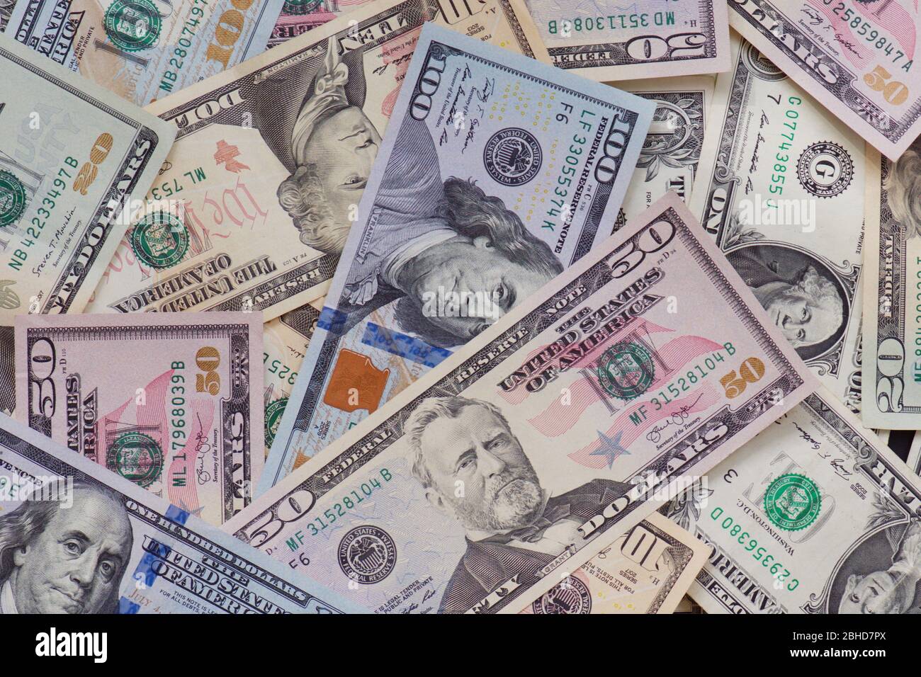 Background of many american different dollar banknotes Stock Photo - Alamy