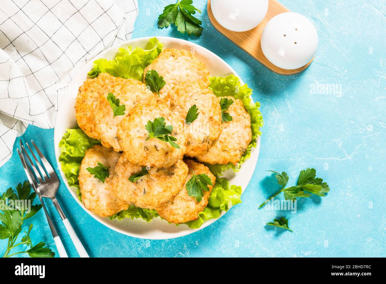 Chicken cutlet in the plate Stock Photo - Alamy