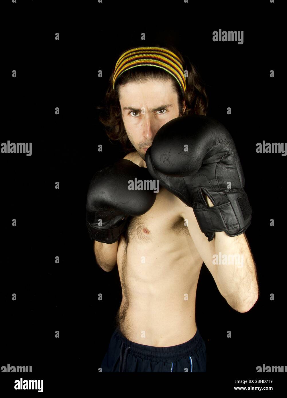 a small thin man that makes boxing Stock Photo - Alamy