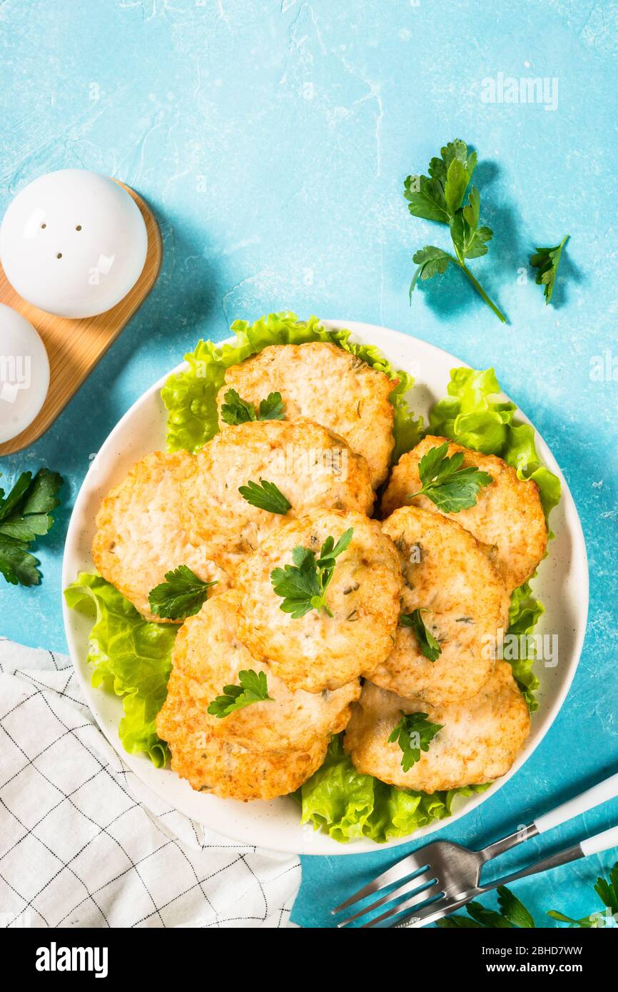 Chicken cutlet in the plate Stock Photo - Alamy