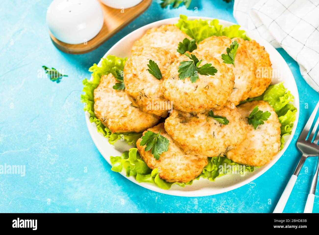 Chicken cutlet in the plate Stock Photo - Alamy