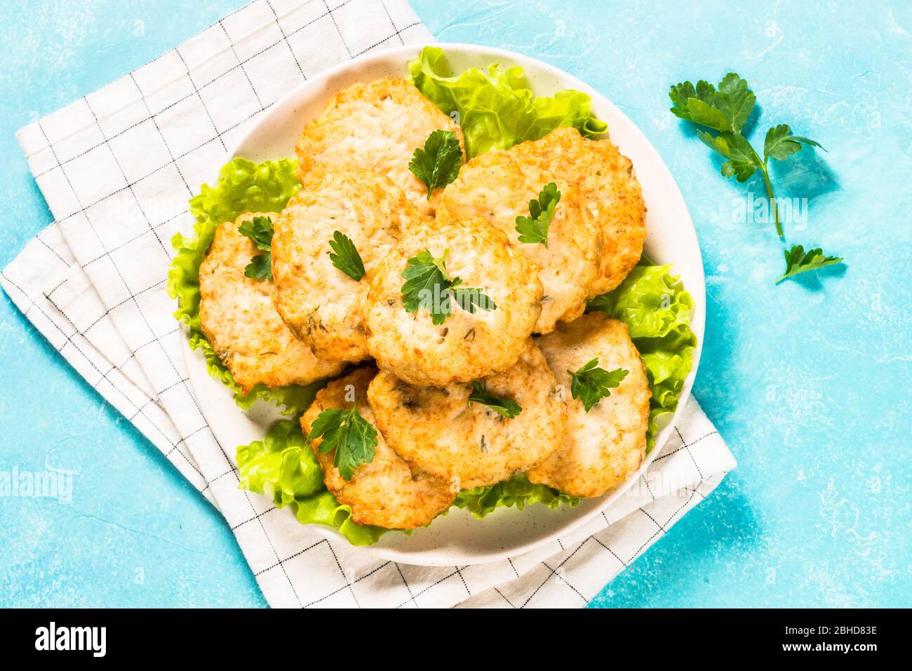 Chicken cutlet in the plate Stock Photo - Alamy