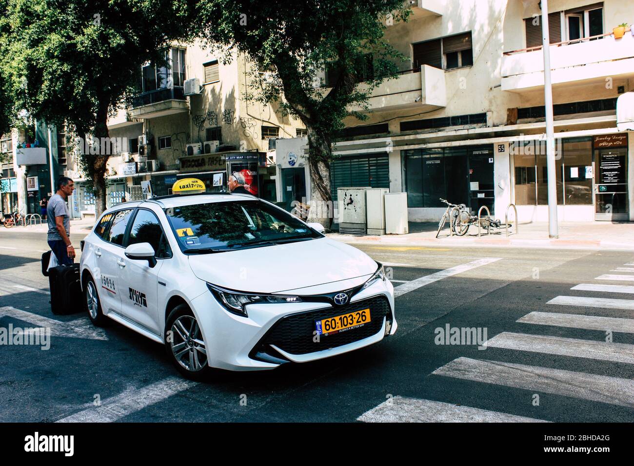 Tel Aviv Israel June 10, 2019 View of traditional taxi rolling in the ...