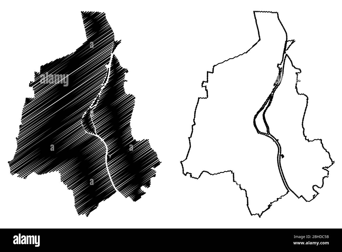 Magdeburg City (Federal Republic of Germany, Saxony-Anhalt) map vector ...