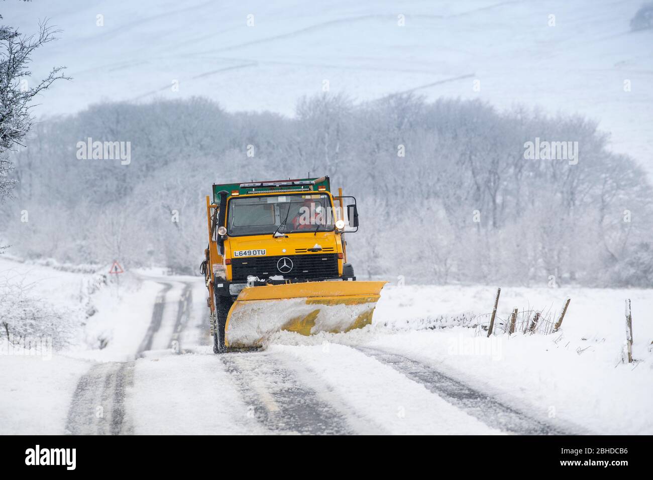 Snow plough keeping the Newby Head Pass open between Hawes and Ingleton ...
