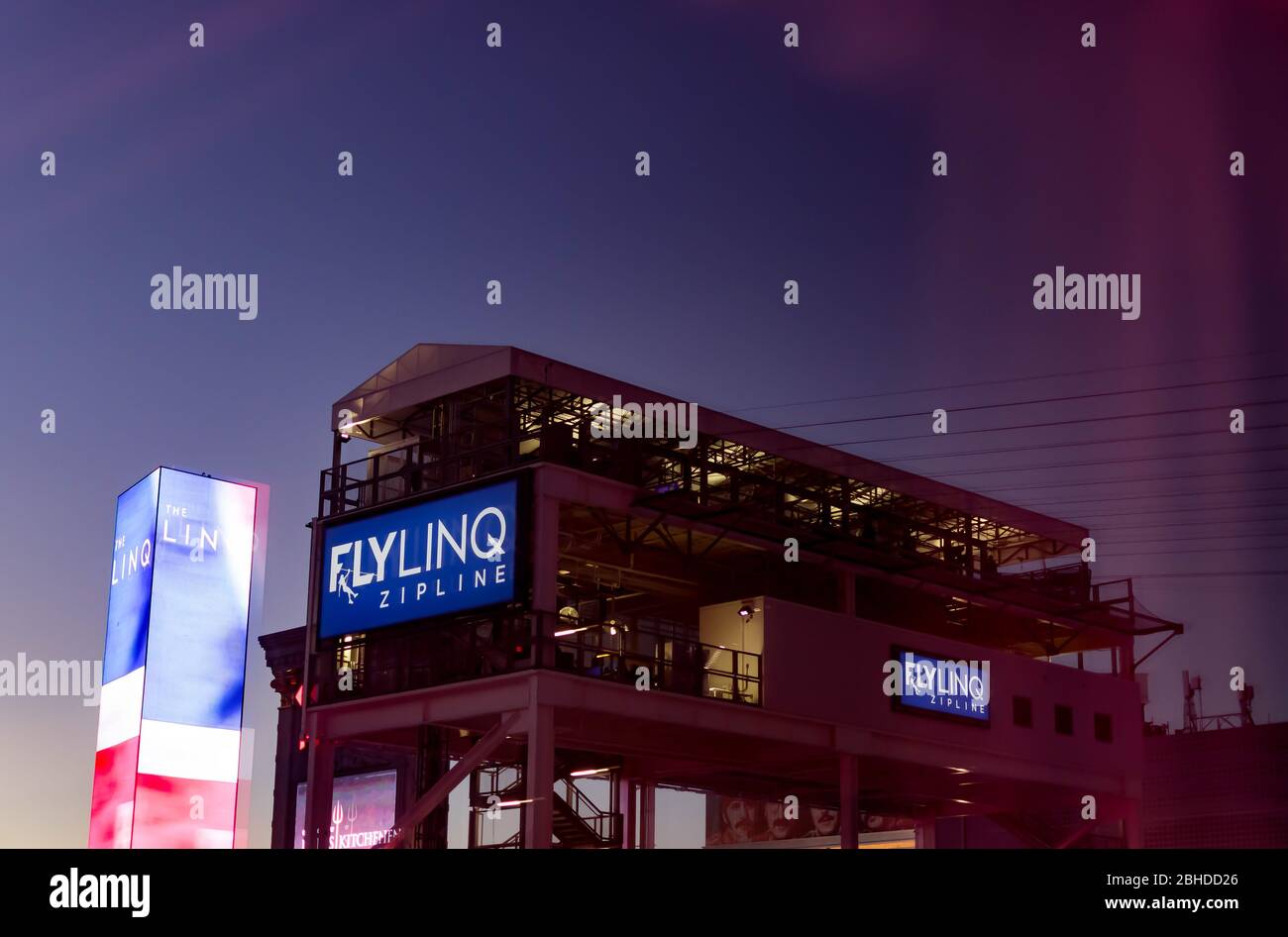Fly LINQ Zipline at Las Vegas Strip, Las Vegas Nevada USA, March 30 ...