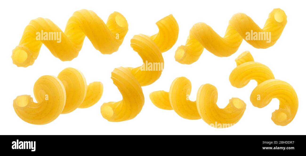 Raw italian cellentani pasta isolated on white background Stock Photo ...