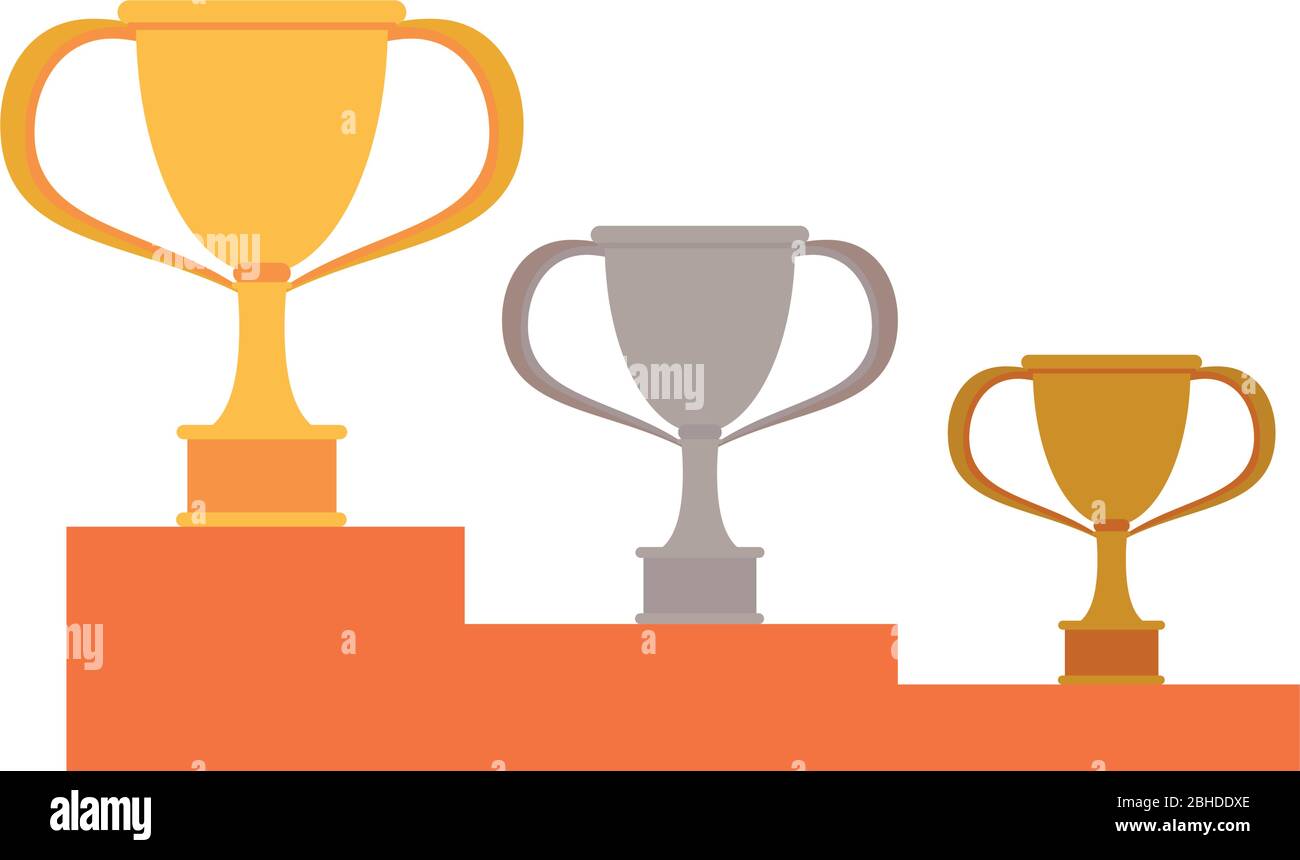 Winner podium cups gold Cut Out Stock Images & Pictures - Alamy