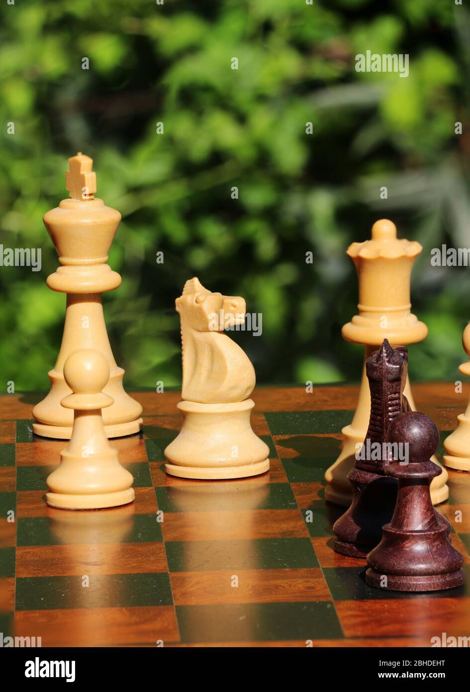Different figures on a chess board Stock Photo - Alamy