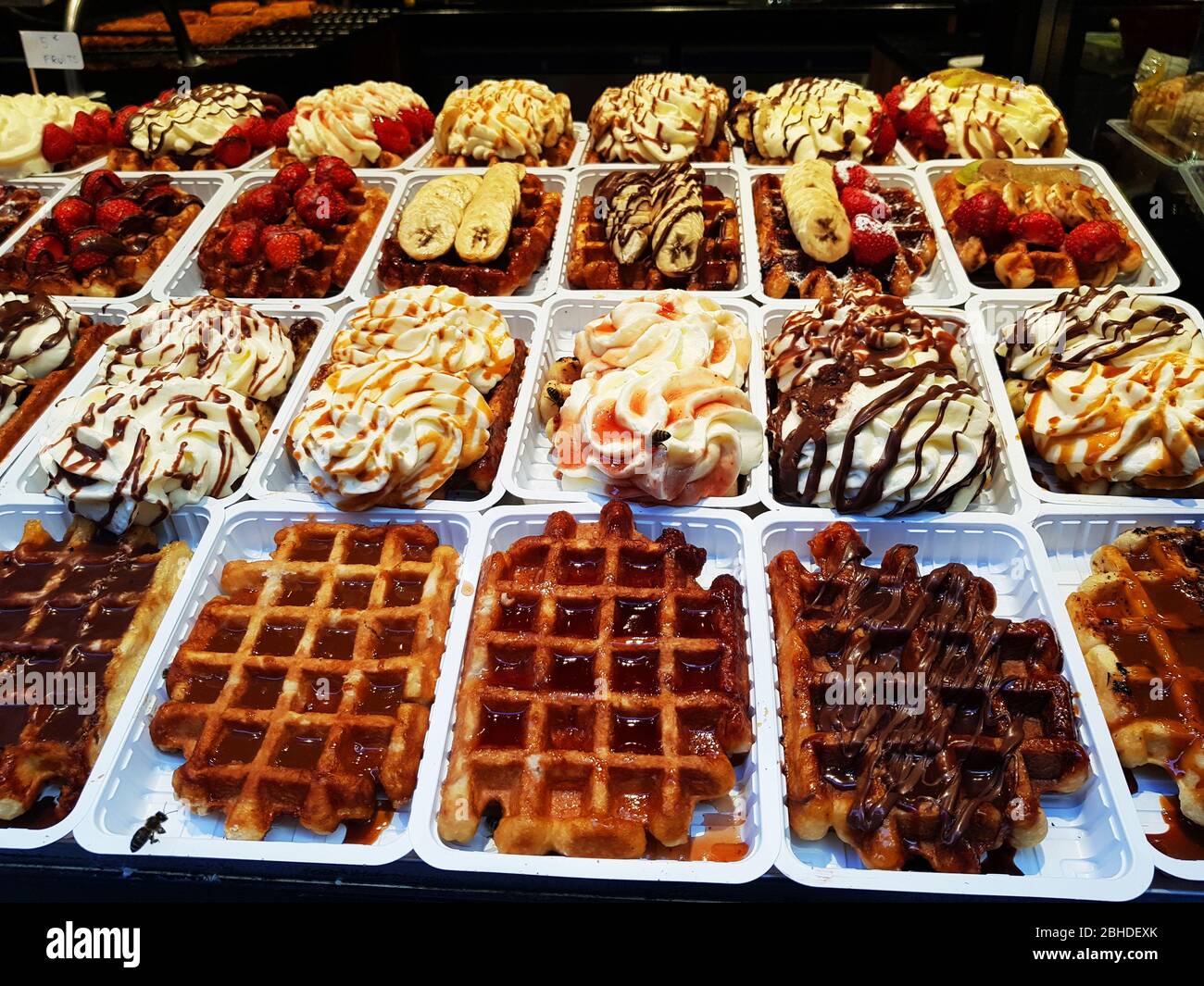 A large choice of waffles in Brussels, Belgium Stock Photo - Alamy