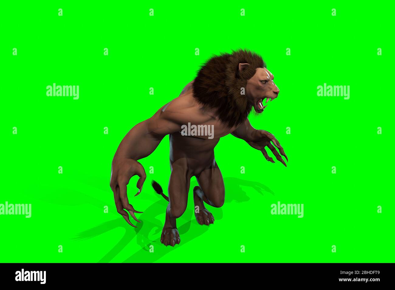 Fantasy character Humanoid Lion in epic pose - 3D render on black ...