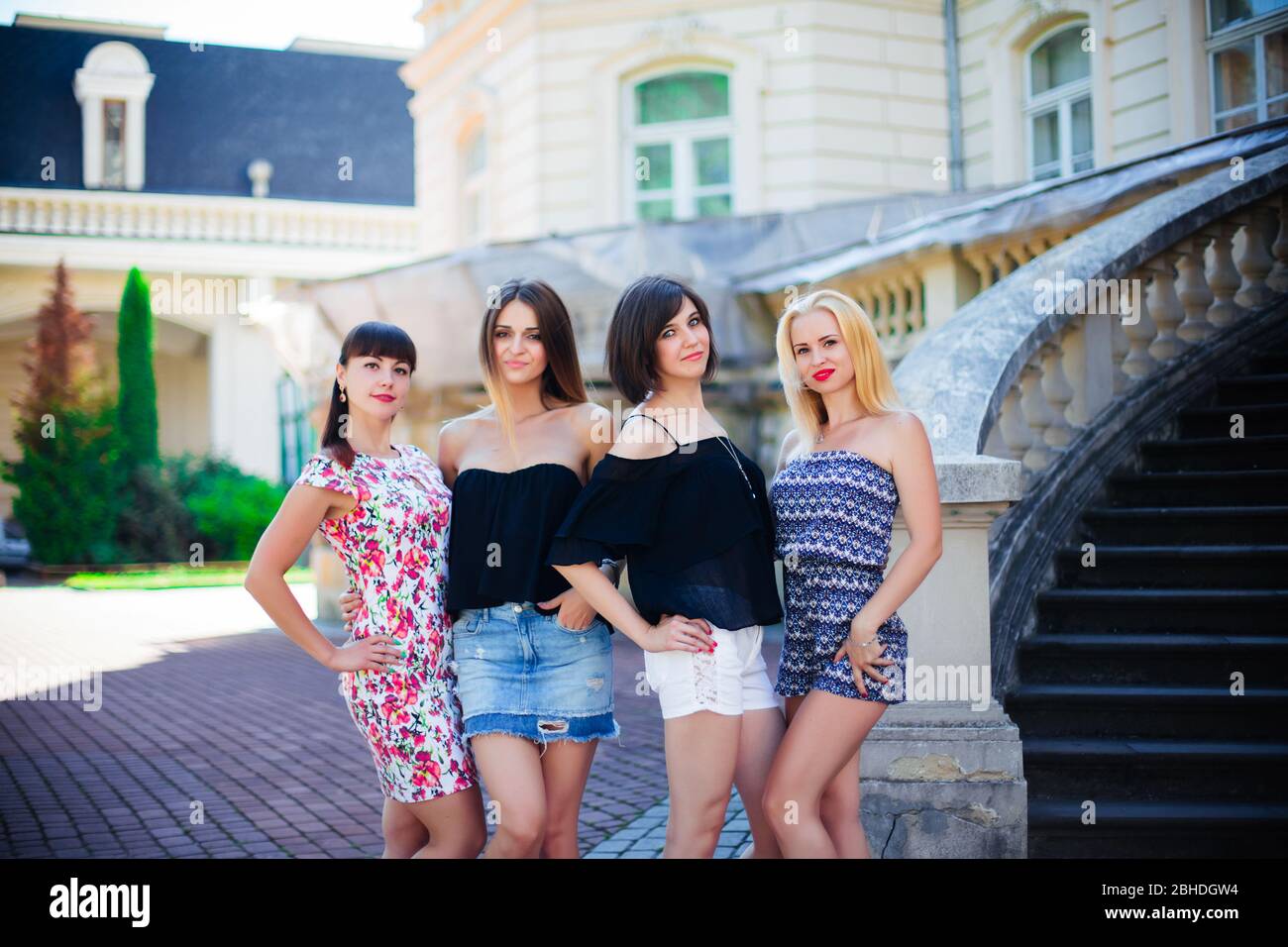 Five pretty girls in black hi-res stock photography and images - Alamy
