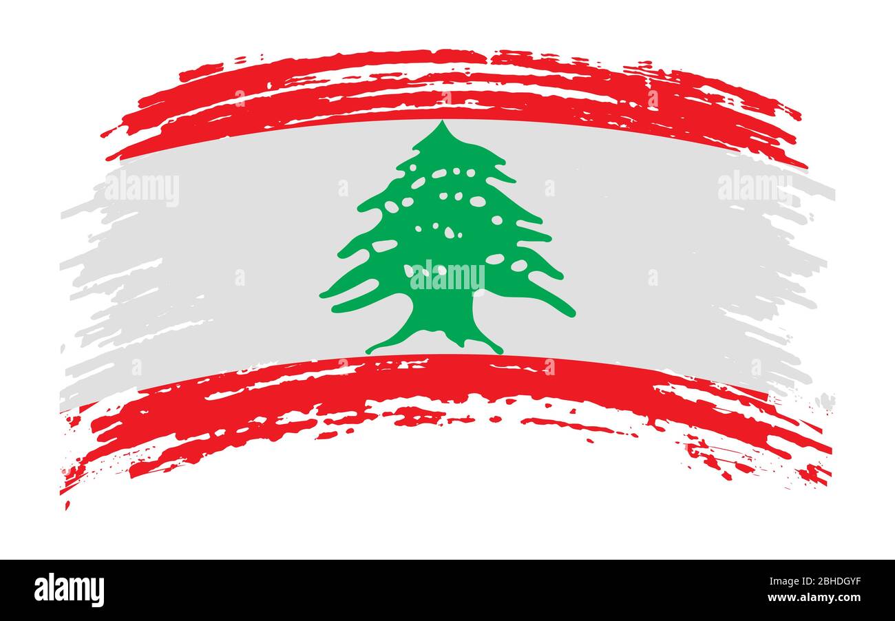 Lebanese flag in grunge brush stroke, vector image Stock Vector Image ...